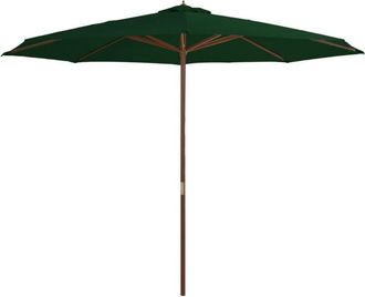 vidaXL Parasol avec m&acirc;t en bois 350 cm Vert