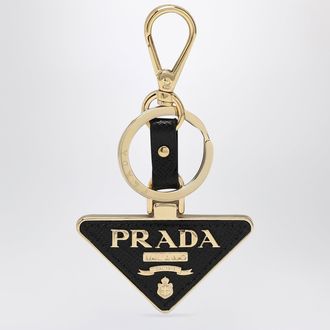 Prada Schwarzer Schl&uuml;sselanh&auml;nger aus Saffiano-Leder und Metall