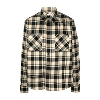 Off-white Kariertes Flanellhemd - - Shirts - Herren - Beige - XS
