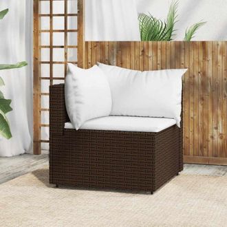 vidaXL Garten-Ecksofa mit Kissen Braun Poly Rattan - Vidaxl