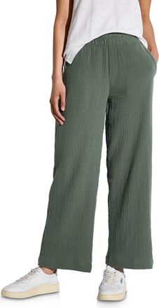 Street One Damen A378684 Wide Leg Musselin Hose, Muse Green, 34W x 30L