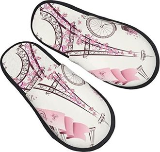 Generic Chaussons Femme Homme Tour Eiffel De Paris Avec Des Fleurs Roses Chaussures Chaude Chaussures DInt&eacute;rieur Confortable Chausson DHiver Pour Ext&eacute;rieur H&ocirc;