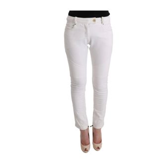 Ermanno Scervino Femme, Pantalons, Blanc, Taille: 36 FR Pantalon Slim Fit en Coton Blanc