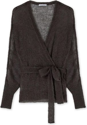 Motivi Femme, Pulls, Brun, Taille: 40 FR Cardigan cache-coeur en maille m&eacute;lang&eacute;e mohair