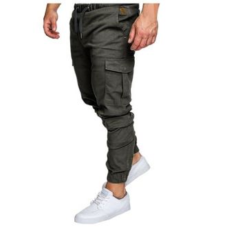 Generic Pantalon cargo pour homme, pantalon de travail durable pour homme avec poches, coupe d&eacute;contract&eacute;e, cordon de serrage, taille &eacute;lastique, pantalon de tr