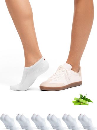 Danish Endurance 6 Paar Bambus Füßlinge, Unsichtbare Sommer Sneaker-Socken, Unisex, für Damen & Herren, Weiß, 43-47