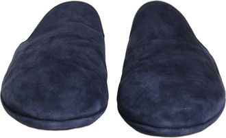 Dolce & Gabbana Mens Suede Slipper Blue Goatskin