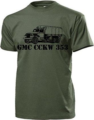 Copytec T-shirt GMC CCKW 353 US Army Truck Camion Oldtimer Militaire WW2 Korea 6 x 6 T-shirt 15718 - Vert - X-Large