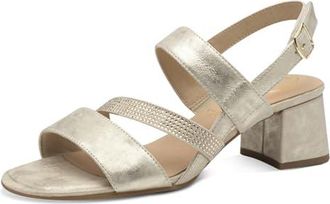 Tamaris Comfort sandales femme &agrave; talon avec d&eacute;tails paillet&eacute;s &eacute;l&eacute;gantes, Cloudy Gold, 39 EU