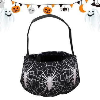 Generico Sacs portables non tiss&eacute;s pour ramasser des bonbons avec poign&eacute;es - Sac de rangement effrayant grande capacit&eacute; unisexe pour enfants et adultes, Web Bl