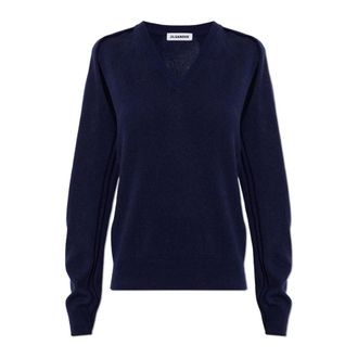 Jil Sander Kaschmirpullover mit Schlitzen - - Knitwear - Damen - Blau - L