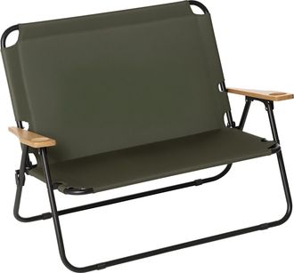 OUTSUNNY Faltstuhl 2-Sitzer faltbar Campingstuhl mit Armlehnen Getr&auml;nkehalter Outdoor Klappstuhl bis 160 kg belastbar robust Angelstuhl Gartenstuhl f&uuml;r Garten 