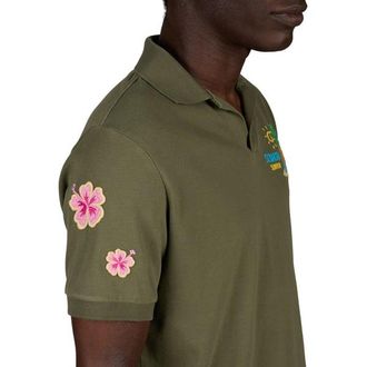 MC2 Saint Barth Polo &agrave; multiples broderies en coton m&eacute;lang&eacute;