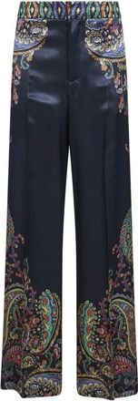 Etro Femme, Pantalons, Multicolore, Taille: 38 FR Pantalon large en satin envers avec imprim&eacute; plac&eacute;