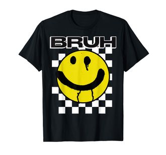Trendy Apparel Bruh Spray Paint Face Checkered Background T-Shirt