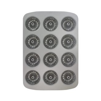 PME CSB123 Nichthaftende Mini-Donut Backblech, Kohlenstoffstahl, Silber