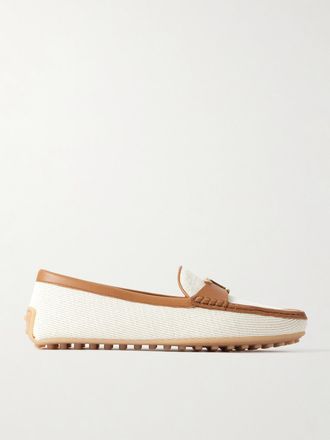 Tod's Mocassins En Toile &Agrave; Finitions En Cuir Et &Agrave; Ornements Gomma 10l - Blanc cass&eacute;