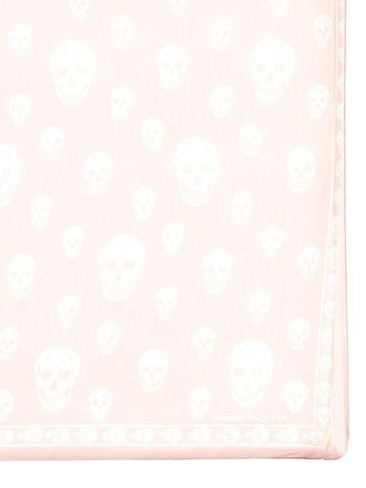 Alexander McQueen Hand-Sewn Skull Motif Silk Scarf - Pink