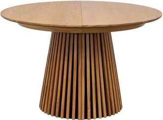 Altobuy Dublin - Table Extensible Ronde Pied Central Relief MDF Placage Chêne Clair