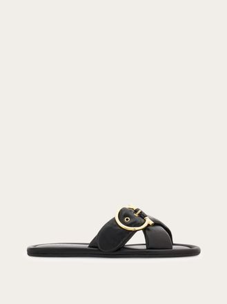 Ferragamo Damen Slide mit Gancini-Ornament Schwarz Gr&ouml;&szlig;e 36.5