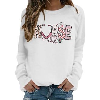Generic 2026 - Sweat-shirt d&eacute;contract&eacute; &agrave; col rond et manches longues pour femme - Pour la Saint-Valentin, blanc, XXL