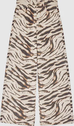 Ganni Jean Print Denim Lari Egret