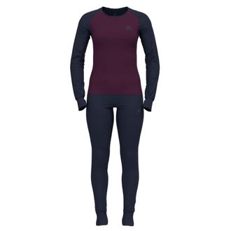 Odlo Damen Active Warm Eco Baselayer-Set, Diving Navy-Pickled Beet, XS