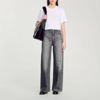 Sandro Kurzes T-Shirt mit Strass