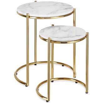 TecTake TecTake Lot de 2 Table dappoint Ronde 2 Tailles Table de Chevet Design Moderne Bout de canape Meuble dappoint pour Salon, Chambre, Bureau, Dressing, T
