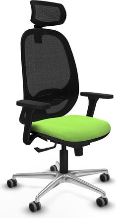 Piqueras y Crespo Schreibtisch-Rollstuhl mit 3D-Armen, h&ouml;henverstellbare Lendenwirbelst&uuml;tze und h&ouml;henverstellbares Kopfteil, Schwarz / Pistazie