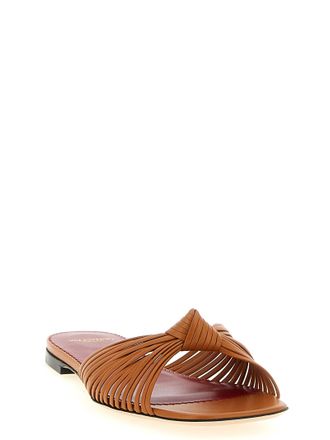 Valentino Garavani Womens Brown Goatskin Slides Shoe