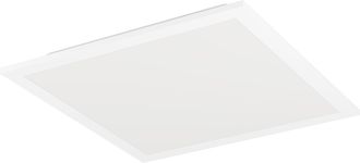 Eglo LED Deckenleuchte Bottazzo, Deckenlampe mit Fernbedienung, Panel ultraflach mit Backlight, Bürolampe dimmbar aus Metall und Kunststoff in Weiß, warmwe