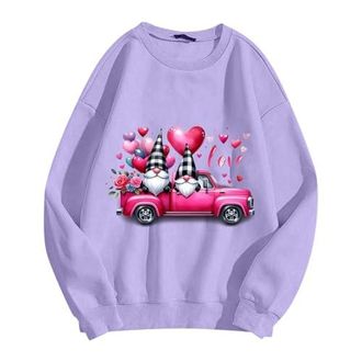 Generic 2026 Sweat-shirt &agrave; col rond pour homme et femme pour la Saint-Valentin, violet, 3XL