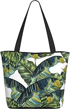 AOOEDM Sac &agrave; provisions pour femme avec feuilles de palmier tropical aquarelle 33 x 28 x 17 cm. Le cadeau parfait pour la Saint-Valentin. Cest de la Saint-Va