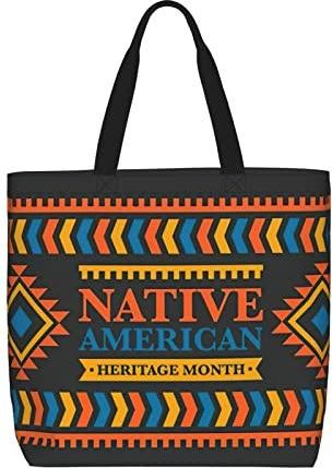 Generic Sac Fourre-Tout Mois Du Patrimoine Am&eacute;rindien Sac &Agrave; Main D&eacute;contract&eacute; Lavables R&eacute;utilisable Sacs En Toile, Pour Shopping, &Eacute;cole, Burea, Tous Les Jours