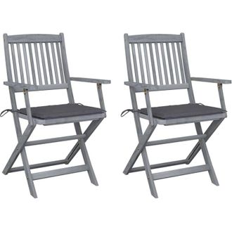 vidaXL Vidaxl - Klappbare Gartenst&uuml;hle 2 Stk. mit Sitzkissen Massivholz Akazie