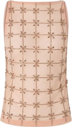 Pinko Pinko, Femme, Tops, Beige, Taille: 40 FR Crystal Grid Sleeveless Top