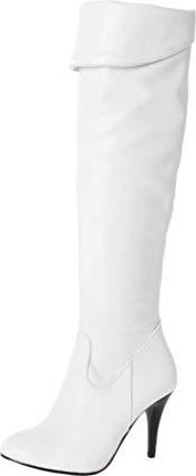 ORANDESIGNE Bottes à talon bout rond mode femme cuissarde blanc 38 EU