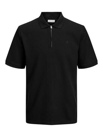 Jack & Jones Zip Jjeaustin Polo zippé SS Noos Pls, Noir, 5XL Hommes