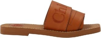 Chlo&eacute; Femme, Chaussures, Brun, Taille: 36 EU Logo Woody Sandales Plates