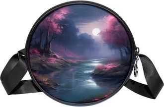 Generic Petit sac &agrave; bandouli&egrave;re Circle pour femme, petit sac &agrave; bandouli&egrave;re avec fermeture &eacute;clair, bretelles r&eacute;glables, sac &agrave; main rond d&eacute;contract&eacute; pour femmes