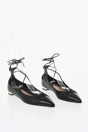 Aquazzura Schn&uuml;r-Ballerinas GABI aus Leder mit spitzer Kappe Aquazzura