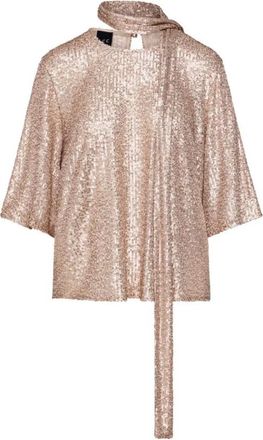 Access Fashion Access Fashion, Femme, Blouses et Chemises, Jaune, Taille: 40/42 FR Blouse Douce &agrave; Sequins avec Ceinture