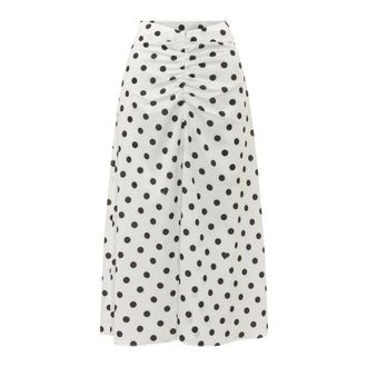 Fiorucci Femme, Jupes, Blanc, Taille: 38 FR Polka Dot Gathered Midi Skirt
