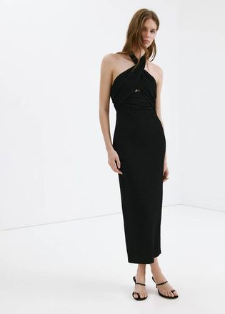 Mango Robe dos nu crois&eacute;e avec ouverture noir - Femme - XXL - MANGO