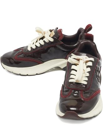 Tory Burch patent-leather low-top sneakers - Braun