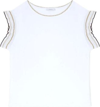 Motivi Femme, Tops, Blanc, Taille: 38 FR T-shirt &agrave; manches &agrave; volants