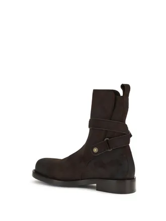 Burberry Mens Leather Jodphur Boots Ledger Moorhen Brown Calf