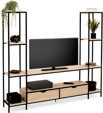 IDMarket TV-Schrank, 164 cm, Detroit mit Einlegeböden, Industriedesign