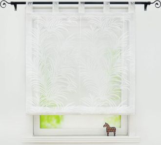 Joyswahl Voile Weiß Raffrollo mit Feder Ausbrennerqualität »Alisha« Schals Fenster Gardine mit Schlaufen BxH 140x150cm 1 Stück